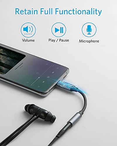 Anker USB C to 3.5mm Audio Adapter, Male to Female Nylon Cable for Samsung S20/S20+/S20 Ultra, Pixel 4/+ 4XL, and More Type C Devices