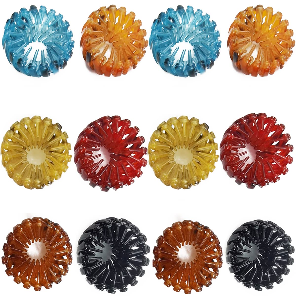 NSBELL 12PCS Birds Nest Hair Clips Hair Claw Clamps Bun Makers Expandable Ponytail Holder Comb Hair Bands Hair Accessory for Women Girls