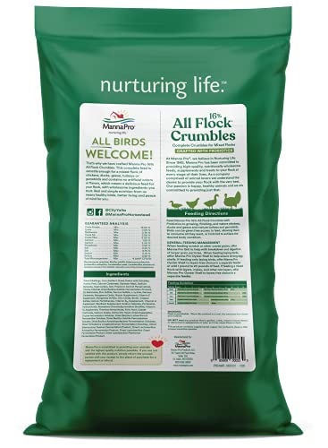 Manna Pro All Flock Crumbles | 16% Protein Level | Complete Feed for Chickens, Ducks, Geese, Turkeys and Gamebirds | Probiotics to Support Digestion | Crumbled Form for Easy Feeding | 25 Pounds