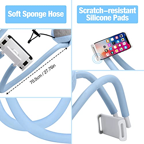 MoKo Neck Phone Holder, Lazy Gooseneck Phone Pillow Holder Bracket,360°Rotation Universal Mobile Phone Tablet Stand for 4"-11" Devices, fits iPhone 14/14 Pro Max/13, Galaxy S21,iPad Pro 11 2022, Blue