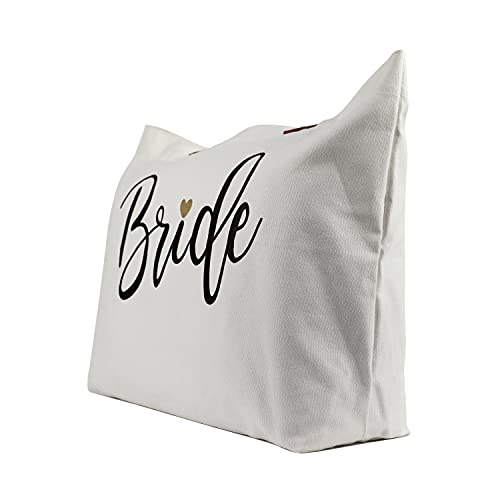 Lamyba Bride Bag with Makeup Bag, Mrs Tote Bag, Bride to be Gifts/Bridal Shower Gifts for Bride, White