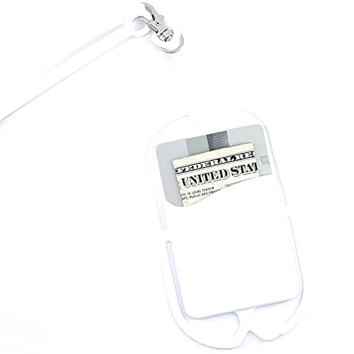 CalorMixs Silicone Phone Card Holder Sleeves with Wrist Strap,Stretchy Credit Phone Case Holder for Back of Phone,Universal Cell Phone Pocket Neck Lanyard for Phone Android Smartphone (Black+White)