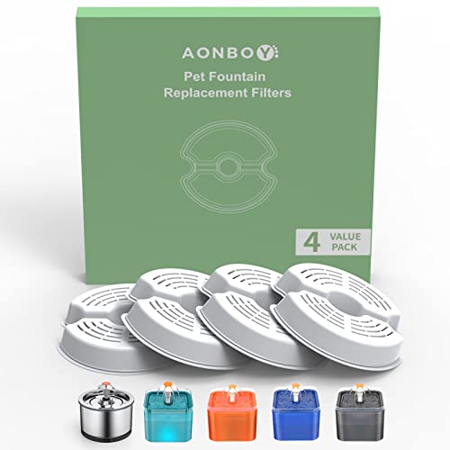 AONBOY Cat Water Fountain Filters, Suitable for AONBOY Pet Fountain,Cat Fountain Filter, Triple Filtration (4 Pieces)