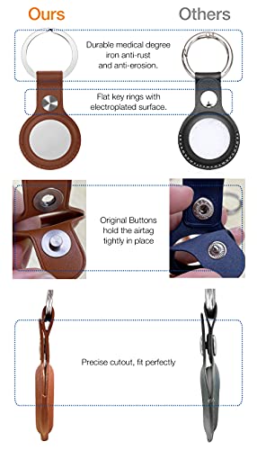 CHATEAU DEVERY-Airtag Keychain Brown Leather-Airtag Case - Anti-Scratch Keychain Holder-AirTags Keychain Leather-Airtag Holder -PU Leather Protective Case Keychain Holder-Case Holder