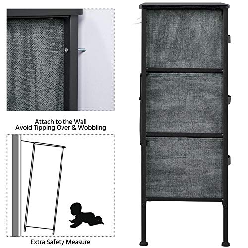 Yaheetech 7 Drawers Tower, Storage Organizer, Fabric Tower Unit for Living Room, Hallway, Entryway, Sturdy Metal Frame Easy Pull Fabric Bins, Dark Gray