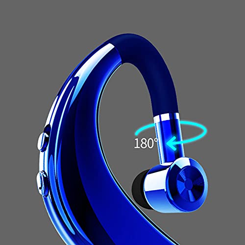 Heave Bluetooth V5.0 Headset,Wireless Earpiece 120 Hours Standby Time Handsfree Single Ear Business Earphone Ear Hook with Noise Canceling Mic for Workout Driving Home Office Blue
