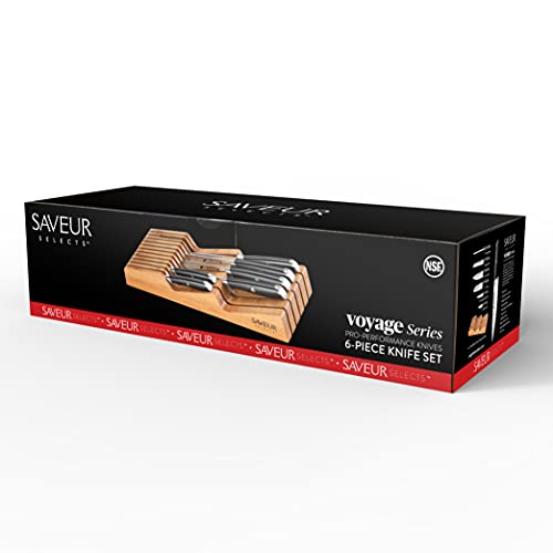 Saveur Selects 1026306 German Steel Forged 6-Piece Knife Set with Bamboo in Drawer Storage Knife Block