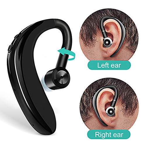 Heave Bluetooth V5.0 Headset,Wireless Earpiece 120 Hours Standby Time Handsfree Single Ear Business Earphone Ear Hook with Noise Canceling Mic for Workout Driving Home Office Blue