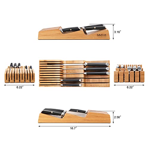 Saveur Selects 1026306 German Steel Forged 6-Piece Knife Set with Bamboo in Drawer Storage Knife Block