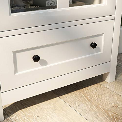 Knocbel Modern Storage Cabinet with Metal Handles, Single Glass Door, Compartments and Drawer, Buffet Sideboard for Kitchen Dining Room Hallway Entryway, 22" L x 14.4" W x 31.7" H (White)