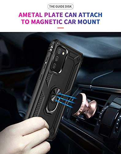 SKTGSLAMY for Galaxy A02S Case,Samsung A02S Case with Screen Protector,[Military Grade] 16ft. Drop Tested Cover with Magnetic Kickstand Car Mount Protective Case for Samsung Galaxy A02S, Black