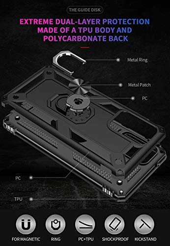 SKTGSLAMY for Galaxy A02S Case,Samsung A02S Case with Screen Protector,[Military Grade] 16ft. Drop Tested Cover with Magnetic Kickstand Car Mount Protective Case for Samsung Galaxy A02S, Black