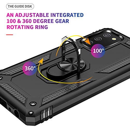 SKTGSLAMY for Galaxy A02S Case,Samsung A02S Case with Screen Protector,[Military Grade] 16ft. Drop Tested Cover with Magnetic Kickstand Car Mount Protective Case for Samsung Galaxy A02S, Black
