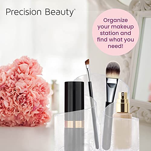Bathroom Vanity Organizer by Precision Beauty | Countertop Cabinet Bathroom Storage Unit | Brush Toothbrush Toiletries Dispenser Clear Plastic