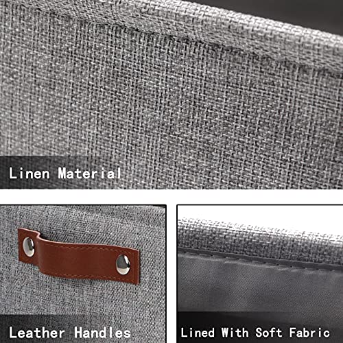 HNZIGE Storage Basket Bins(3 Pack) Large Collapsible Storage baskets for organizing Shelf Closet Bedroom, Perfect Storage Box with Handles for Closet, Clothes, Toy, Home?Gray, 15" x 11" x 9.5"?
