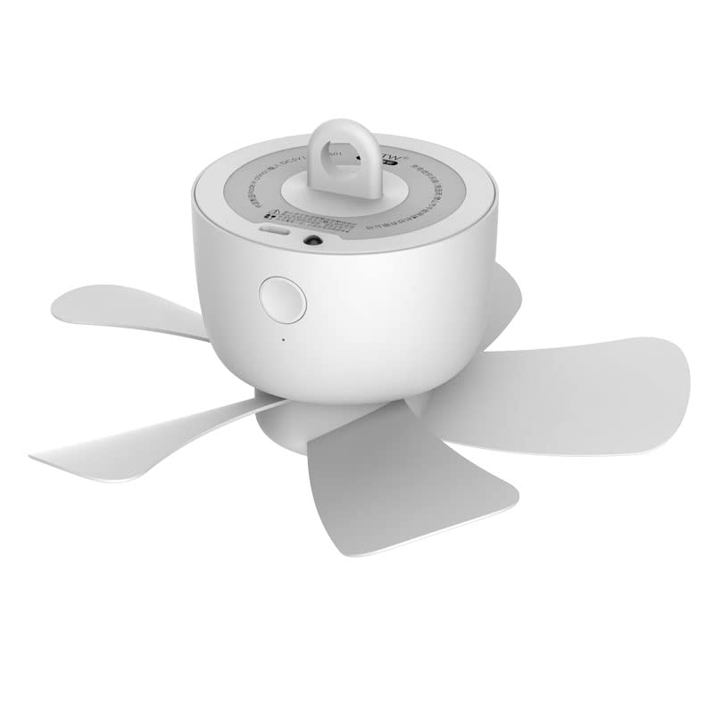 VVU&CCO Portable Camping Fan - 7.5 inch, USB Rechargable Battery Operated for Tent Fans Celling fan, Hanging Fan Hook Used for home office Hurricane Emergency Outage Camping (White)