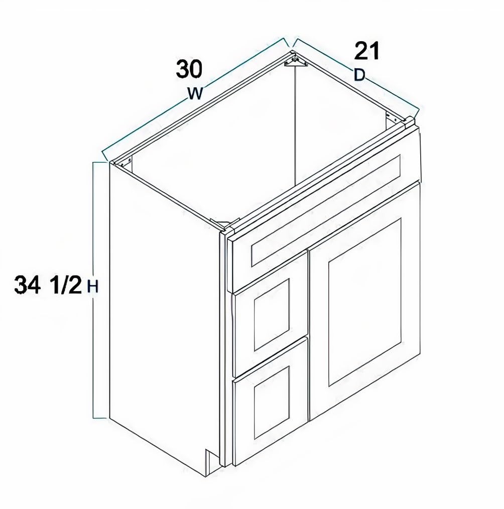 Maple Shaker Sink Base Bathroom Vanity with Drawers 30" Ready-to-Assemble Cabinet