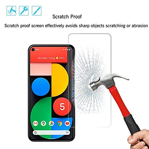 Ailun Screen Protector for Google Pixel 5a 5G Tempered Glass 2Pack + 2 Pack Camera Lens Protector Ultra Clear Anti-Scratch Case Friendly