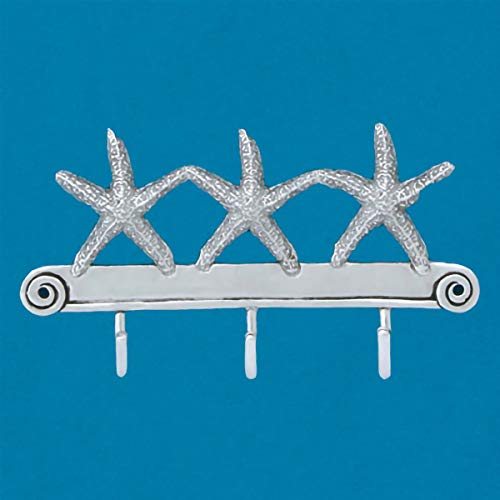 Basic Spirit Pewter Tripple Hook - Starfish - Home Decorative Gift, Coat, Scarf, Bags and Bath Towel Hangers