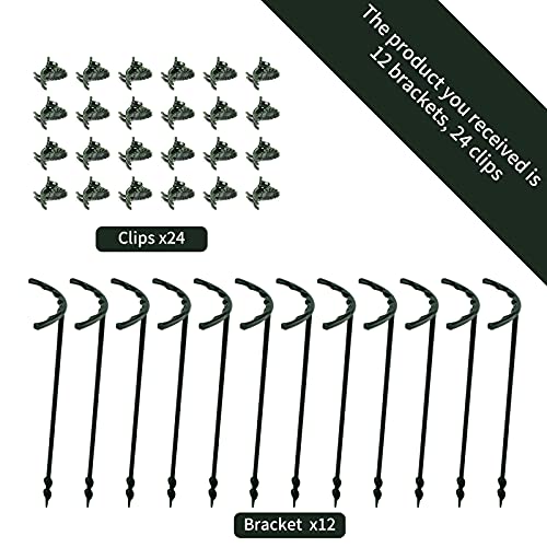 12 Pack Plant Support Plant Stakes with 24 Pcs Plant Clips, Half Round Plant Support Ring Plastic Plant Cage Holder Flower Pot Climbing Trellis for Small Plant Flower Vegetable,Indoor Plants