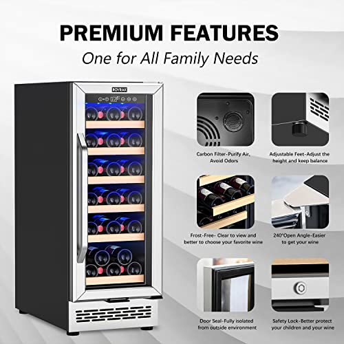 ROVRAk Wine Cooler Refrigerator 15 Inch 32 Bottle, Frost Free with Digital Temperature Control, Compressor Wine Cooler for Built-in or Freestanding