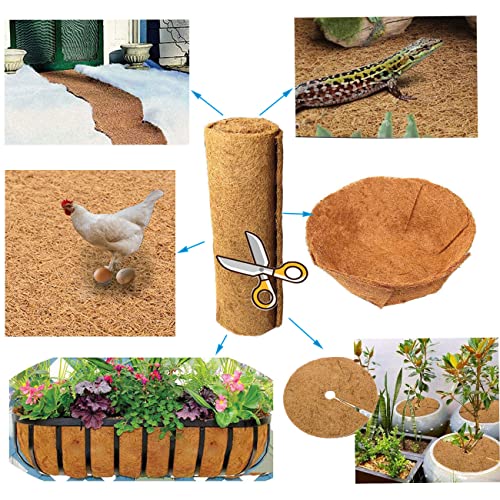 SUNYAY 15x80 inch Natural Coconut Coir Liner Sheets Coco Fiber Roll Coco Mat for Planter Flower Basket Liner Garden Decoration Animal Pet Pad