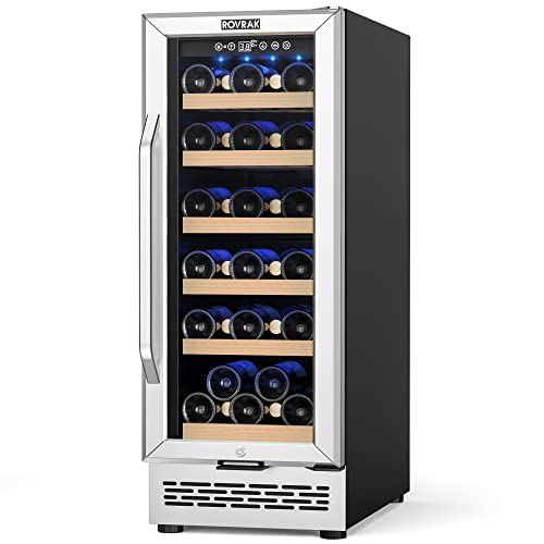 ROVRAk Wine Cooler Refrigerator 15 Inch 32 Bottle, Frost Free with Digital Temperature Control, Compressor Wine Cooler for Built-in or Freestanding