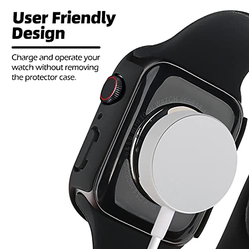 RIDAINTY 8 Pack Screen Protector Case for Apple Watch 44mm Series 6 5 4 SE Ultra Slim Hard Case with Tempered Glass Bumper iWatch Protective Cover Smartwatch Accessories for Women Men