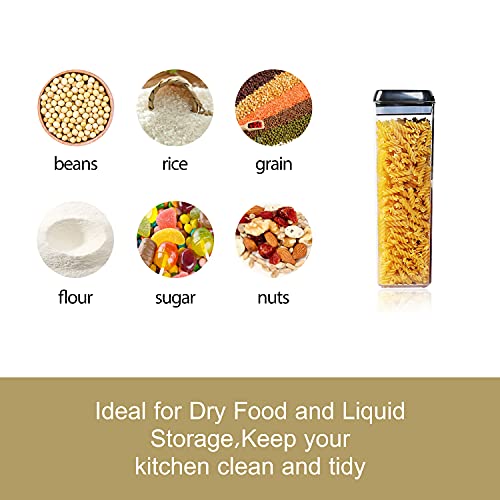 OMNISAFE Airtight Food Storage Container Set, 7Pcs Kitchen & Pantry Organization Containers, BPA Free Clear Plastic Canisters for Cereal, Sugar & Dry Food with Easy Lock Lid, Include 9 Labels,