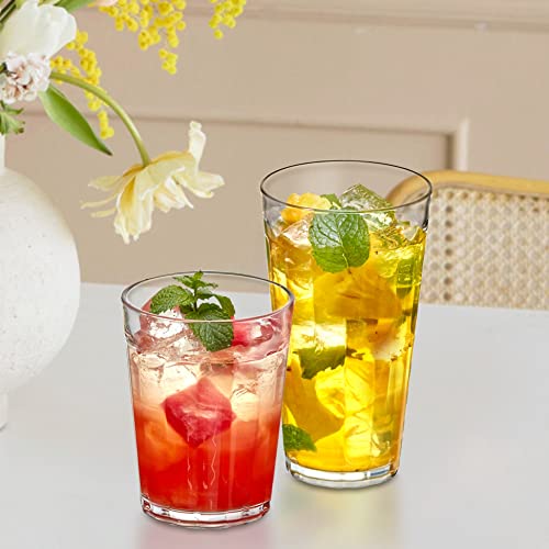 Amazing Abby - Ice Cube - 16-Ounce Plastic Tumblers (Set of 8), Plastic Drinking Glasses, All-Clear High-Balls, Reusable Plastic Cups, Stackable, BPA-Free, Shatter-Proof, Dishwasher-Safe