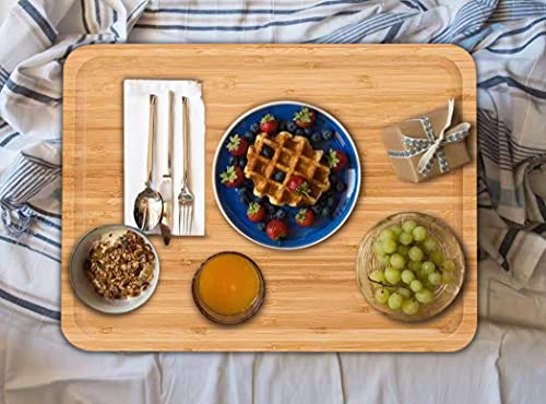 2 Pack Bamboo Tray 16 x 12 x1 inches Serving Tray Tea Tray Fruit Platters Dinner Plate Sour Candy Tray