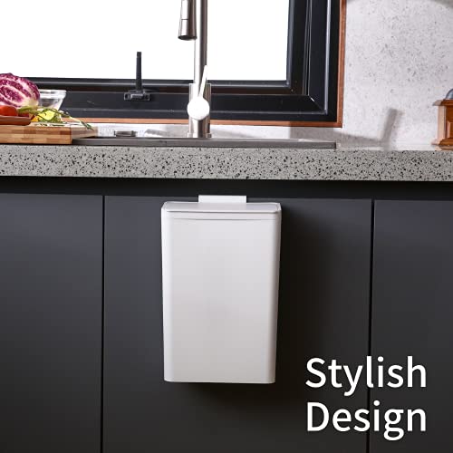 JOE & LEAH Hanging Compost Bin Trash Can - Garbage Compost Bin for Kitchen Cabinet Door Mounted Under Sink RV Bathroom (Ivory)
