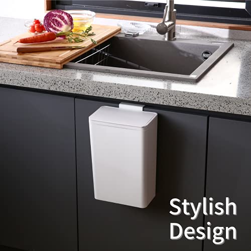 JOE & LEAH Hanging Compost Bin Trash Can - Garbage Compost Bin for Kitchen Cabinet Door Mounted Under Sink RV Bathroom (Ivory)