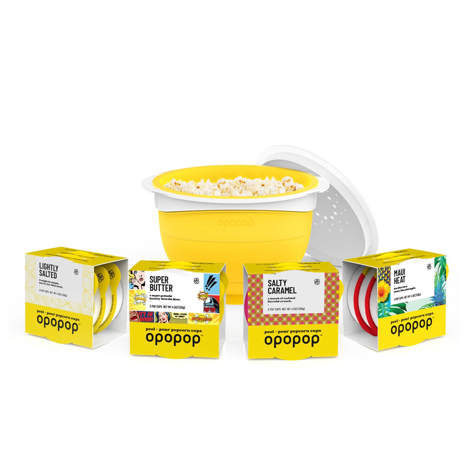 Opopop Microwave Popcorn - Variety 12-Pack Gourmet Popcorn Kit, Collapsible Silicone Popcorn Popper, Popcorn Maker, Gluten Free Snack-Sized Serving, BPA-Free and Dishwasher Safe