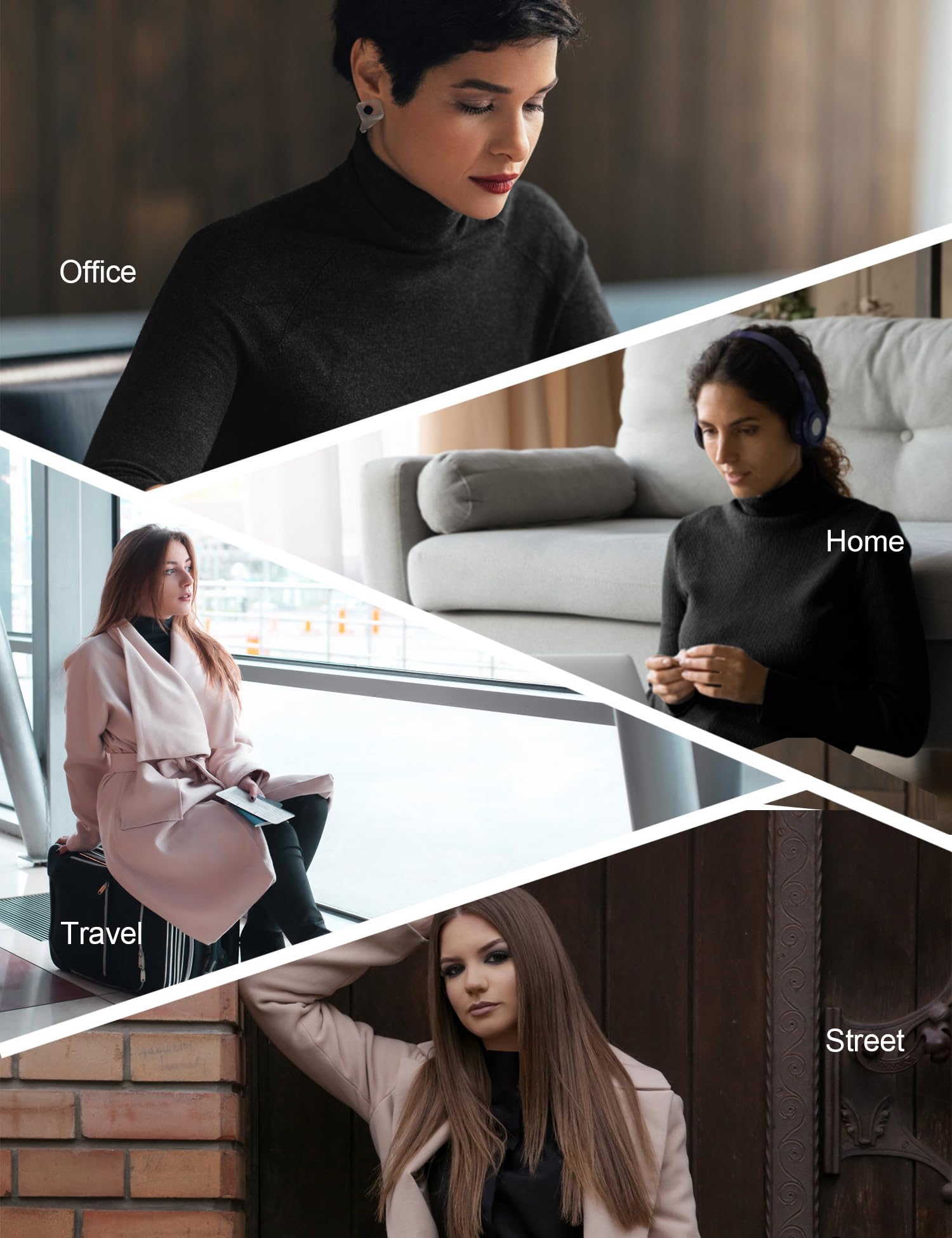 HOPLYNN 3 Pack Turtlenecks Women Long Sleeve Pullover Baselayer Undershirts Sweater Tops Mock Turtle Neck Shirts Black Red Grey Large