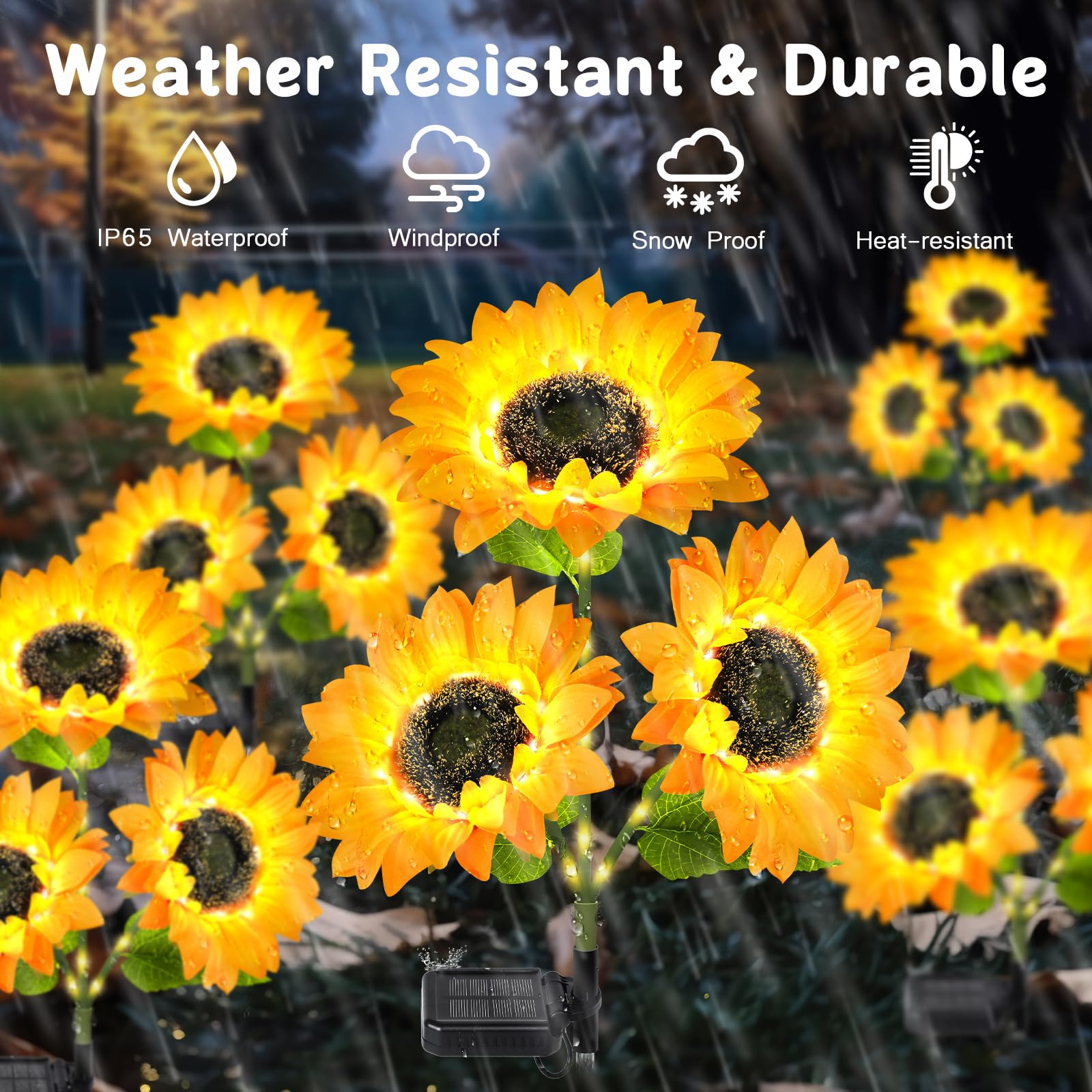 BesLowe 3 Packs 9 Sunflowers Solar Lights Outdoor Waterproof, Solar Garden Lights Garden Decor, Solar-Powered Flower Light Decorative for Patio Yard Flowerbed Backyard Decorations
