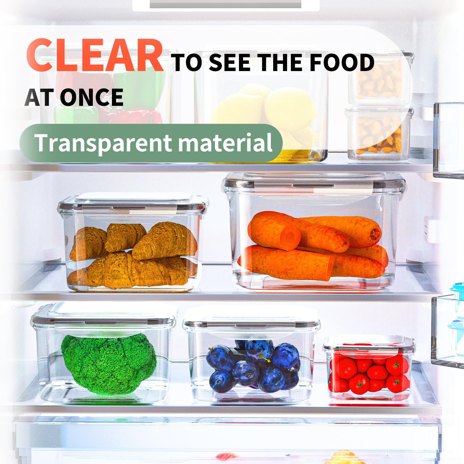 MINDEKA 24 Pieces Large Food Storage Containers, Plastic Food Container Set with Lid for Kitchen Storage Stackable & Nested Airtight Lunch Box for Cereal Fruit Leftover Freezer Microwave Safe