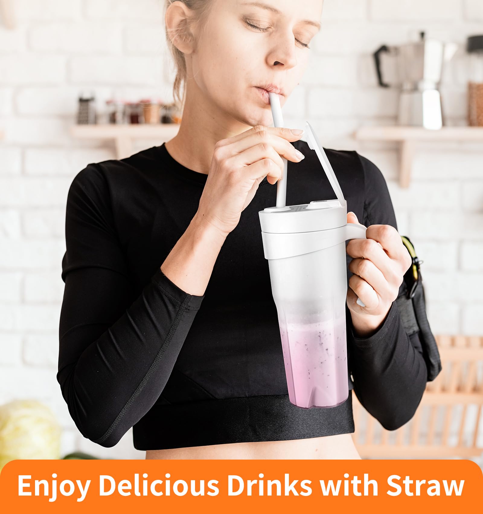 Portable Blender for Shakes and Smoothies, Mini 20000rpm Personal Blender with 6 Ultra-Sharp Blades, 16 Oz Non-BPA Mixing Juicer Rechargeable 4000mAh Electric Blender Bottles for Home, Gym, Office