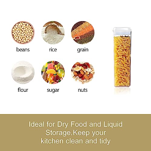 OMNISAFE Airtight Food Storage Container Set, 7Pcs Kitchen & Pantry Organization Containers, BPA Free Clear Plastic Canisters for Cereal, Sugar & Dry Food with Easy Lock Lid, Include 9 Labels,