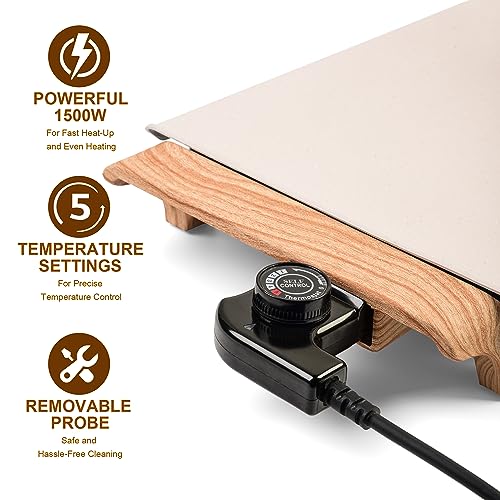 Electric Griddle - MOKIKA Extra Large Cooking Surface Electric Grill, Healthy-Eco Non-Stick Coating Indoor Grill Griddle, 5-Level Adjustable Temperature Control Griddle Grill, Cool-Touch Handles