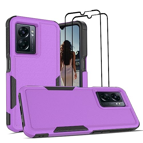 Jeylly for OnePlus Nord N300 5G Case, Matte Texture Shockproof TPU Bumper Hybrid Design Phone Case for OnePlus Nord N300, Military Grade Drop Protective Cover for Women Men, Purple