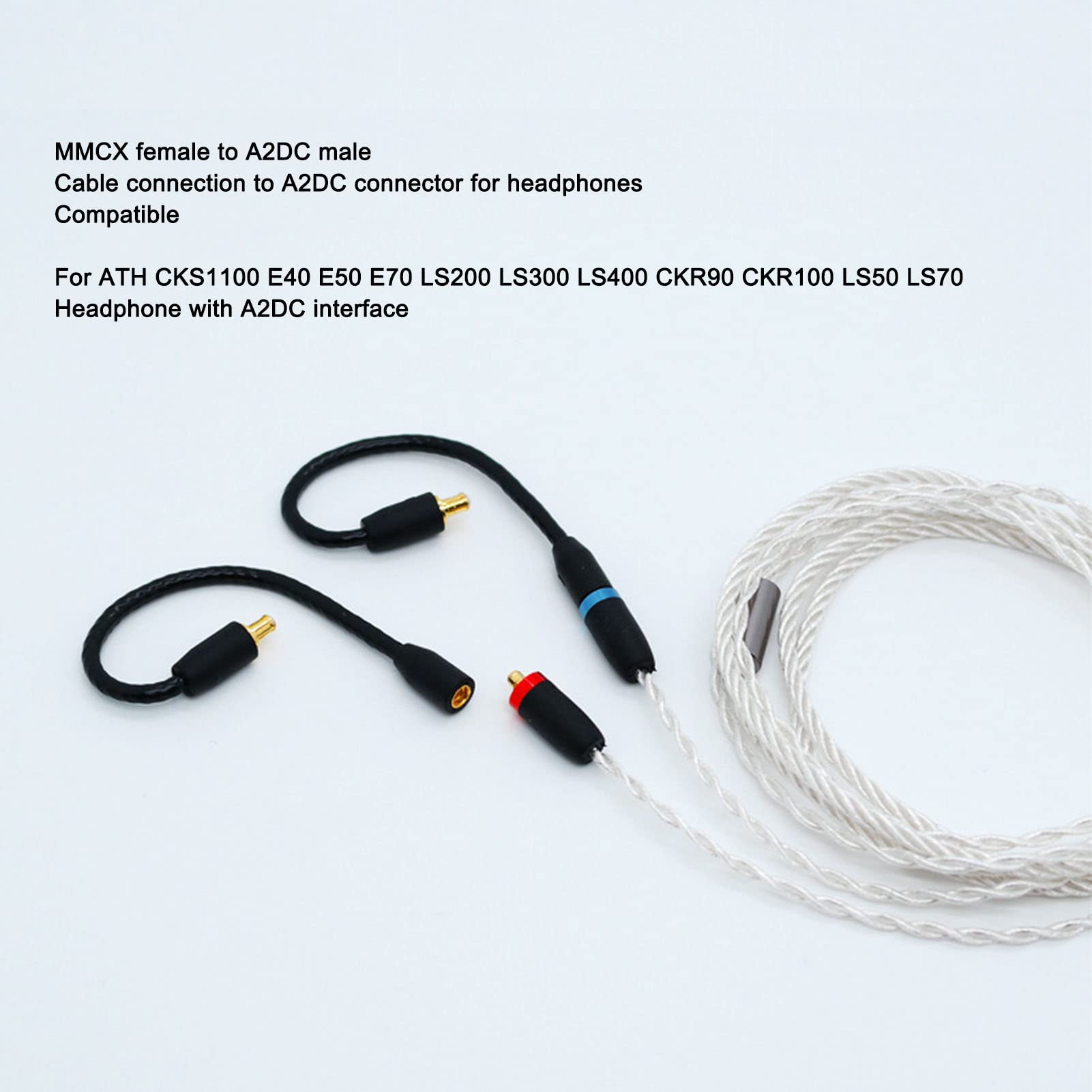 Jerys MMCX to A2DC Cord, MMCX to A2DC Adapter Cable Gold Plated Interface Plug and Play for CKS1100 for E70, Balanced Female Portable Headphone Adapter Cable