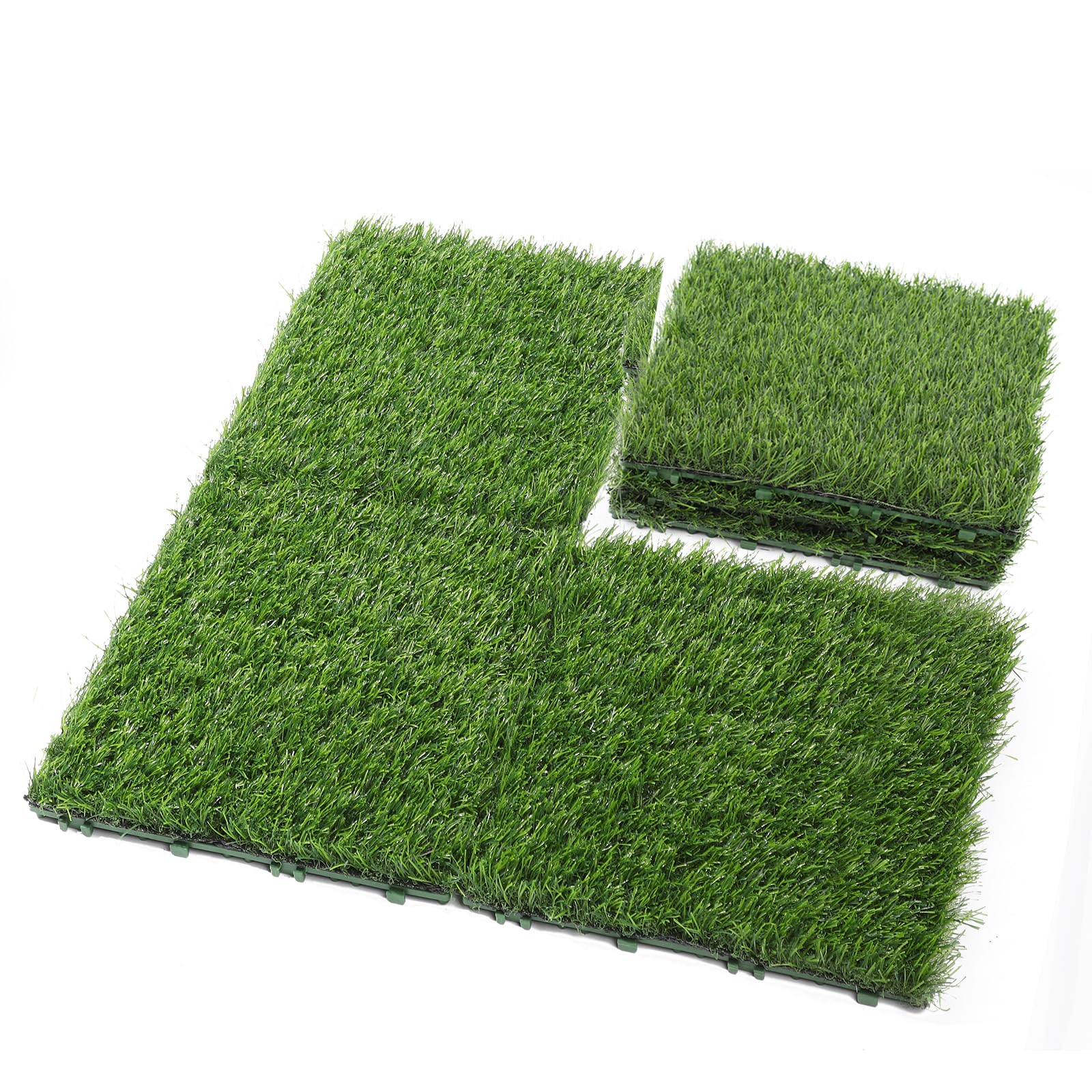 jltkj Artificial Grass Tiles, Turf Tiles Interlocking Fake Grass Self-draining Mat for Patio, Indoor and Outdoor Decor (6 Piece)