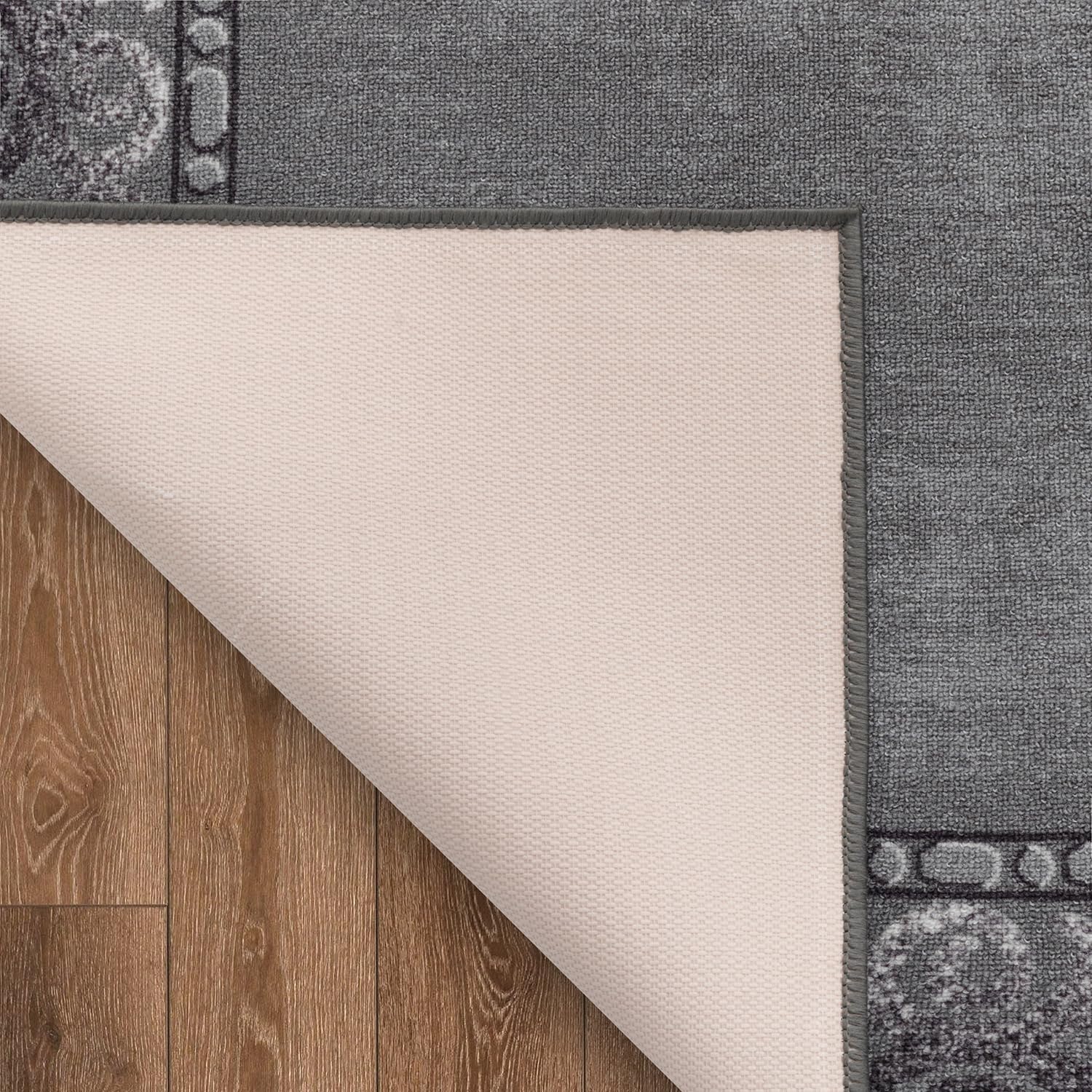 Antep Rugs Alfombras Bordered Modern 8x10 Non-Slip (Non-Skid) Low Pile Rubber Backing Indoor Area Rug (Gray, 7'10" x 10')