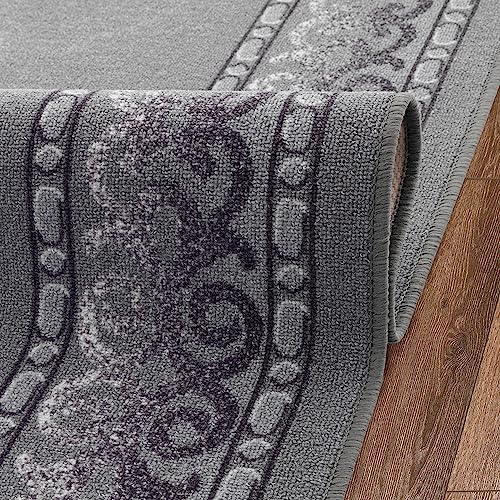 Antep Rugs Alfombras Bordered Modern 8x10 Non-Slip (Non-Skid) Low Pile Rubber Backing Indoor Area Rug (Gray, 7'10" x 10')