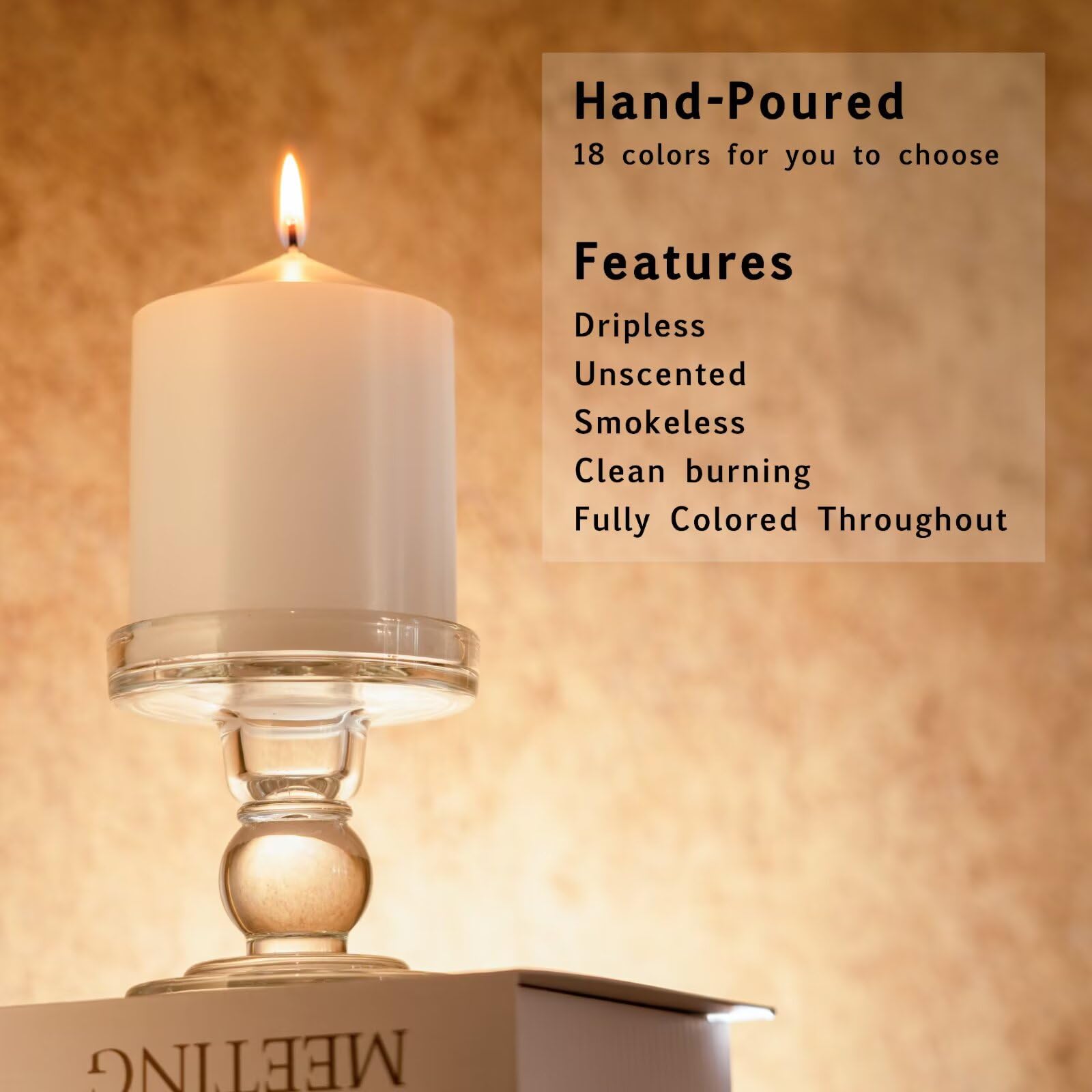 MOZEAL 3" x 8" Hand-Poured Unscented Candles,Large White Pillar Candles Set of 2,No Drip,Approx 120 Hours Long Burning,Wedding,Dinner,Christmas and Home Decor(3 Inch Diameter 8 Inch Height)