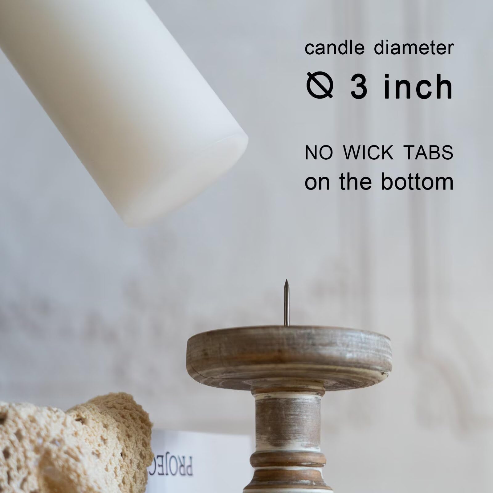 MOZEAL 3" x 8" Hand-Poured Unscented Candles,Large White Pillar Candles Set of 2,No Drip,Approx 120 Hours Long Burning,Wedding,Dinner,Christmas and Home Decor(3 Inch Diameter 8 Inch Height)