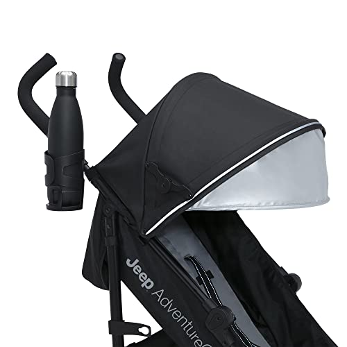 Jeep AdventureGlyde Stroller by Delta Children - Lightweight Travel Stroller with Smoothest Ride & Compact Fold, 3-Position Recline, Extra Large Storage Basket, Black/Grey