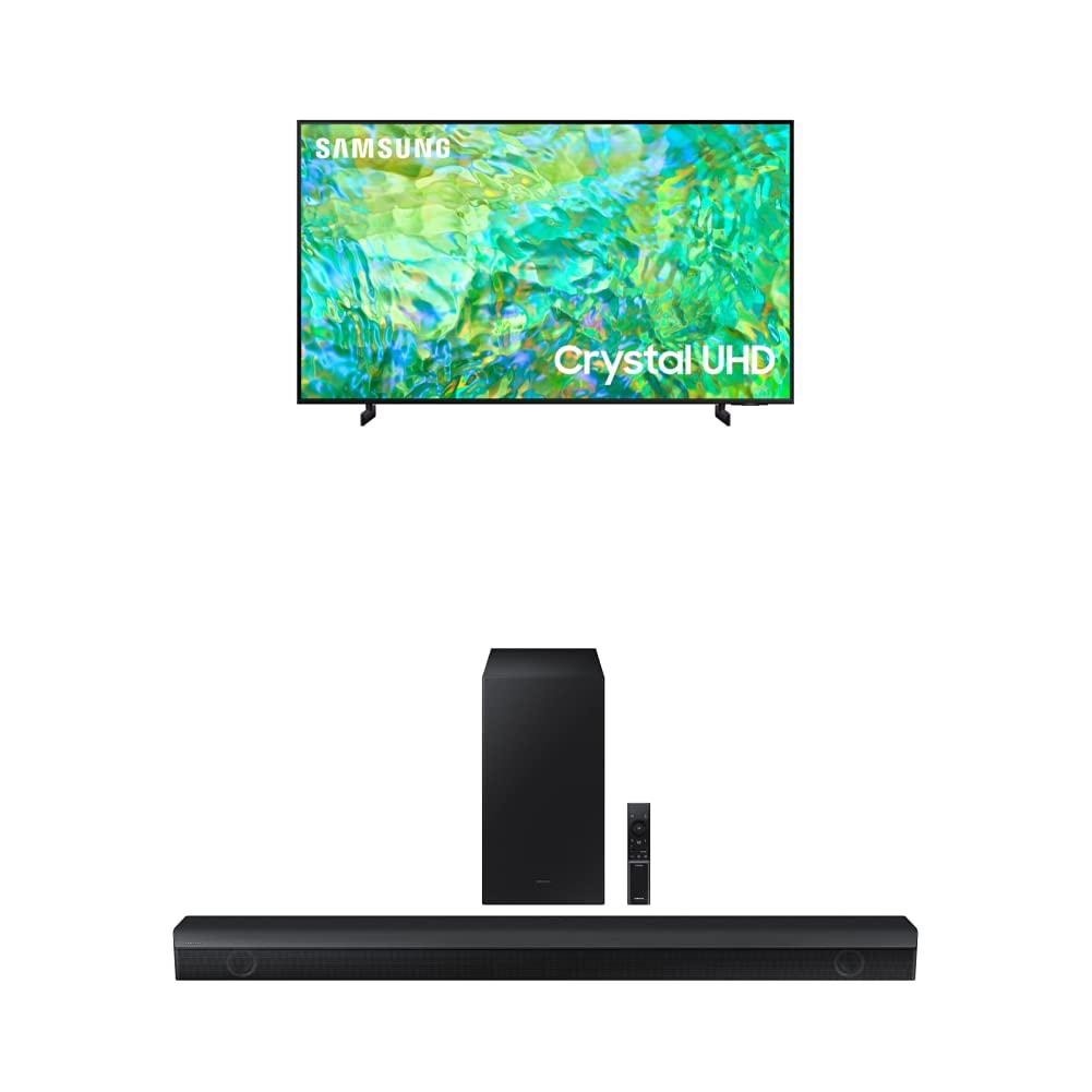 SAMSUNG 55-Inch Class Crystal UHD CU8000 Series PurColor, Object Tracking Sound Lite, (UN55CU8000, 2023 Model) HW-B650 3.1ch Soundbar w/Dolby 5.1 DTS, Subwoofer Included, 2022