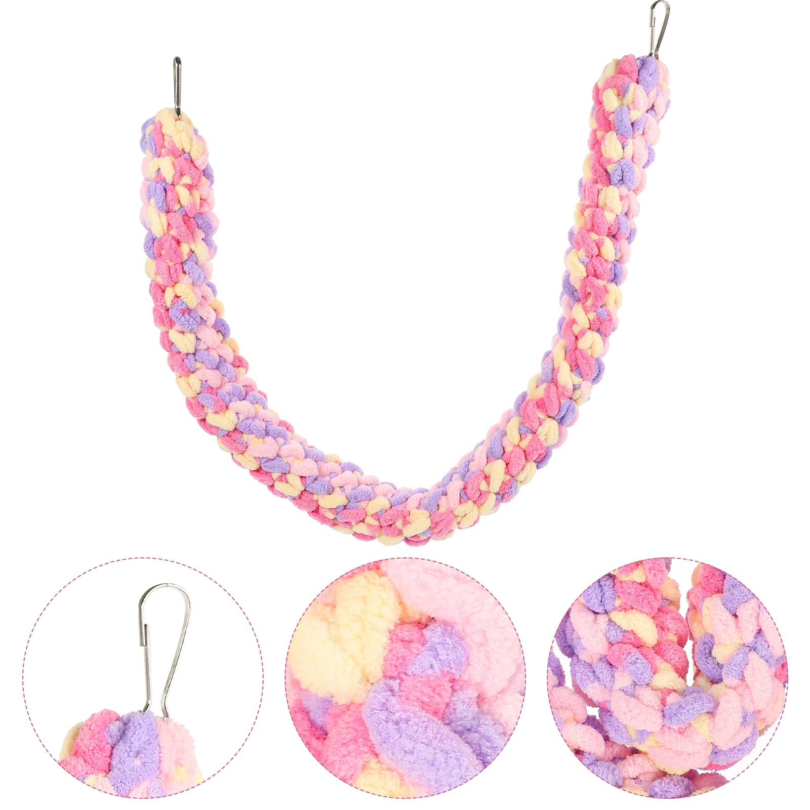 TEHAUX Sugar Glider Swing Toy Sugar Glider Climbing Rope Cotton Rope Guinea Pig Animal Hanging Cage Hamster Toy Parrot Climbing Rope Sugar Glider Cage Accessories for Small Animals (Colorful)